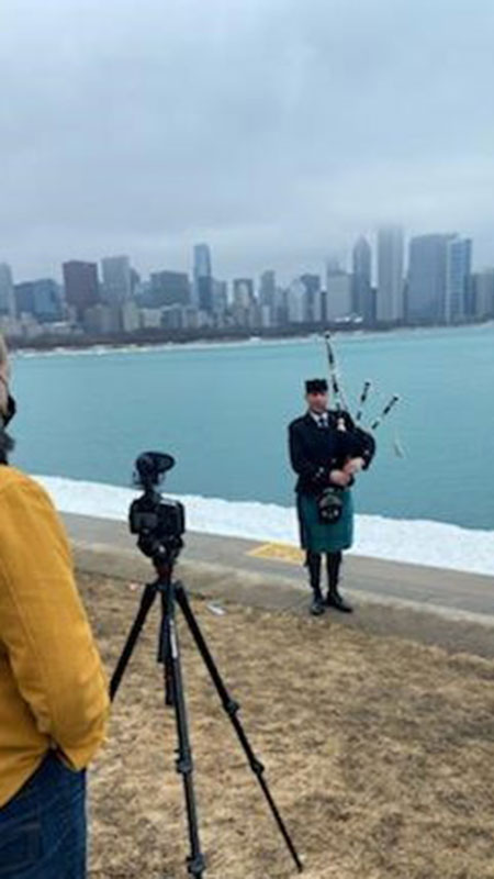 Video Message Bagpiper Services, Social Media Bagpipes Chicago